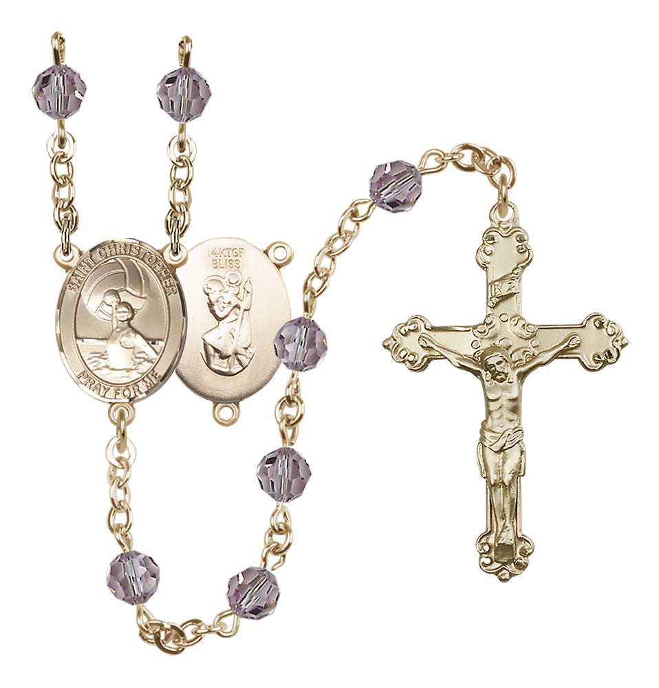 14 Karat Gold-Filled 6mm Austrian Crystal Saint Christopher/Water Polo ...