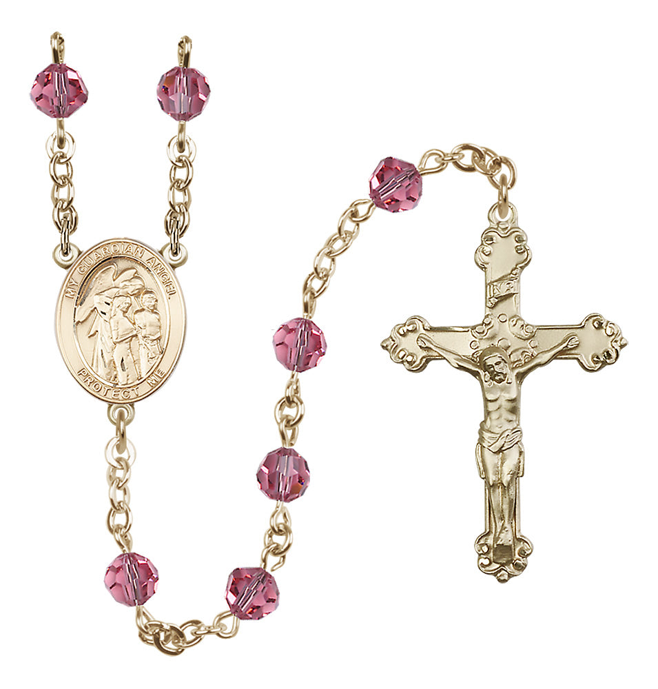 Guardian Angel Rose Rosary - 14kt Gold Crystal – CatholicShop.com