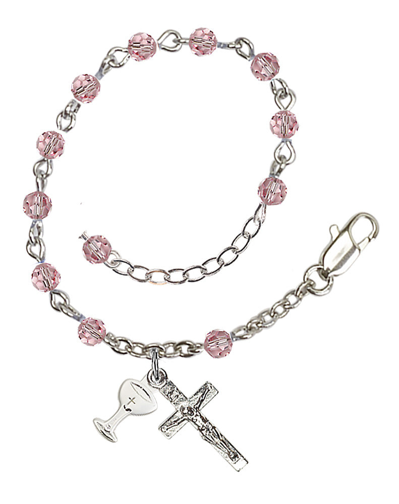 Silver Plated Crystal Scapular Rosary Rose – CatholicShop.com