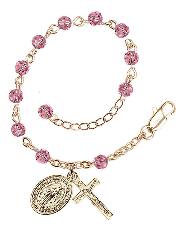 Adjustable Gold Plated 4mm Austrian Crystal Scapular Rosary in Rose ...
