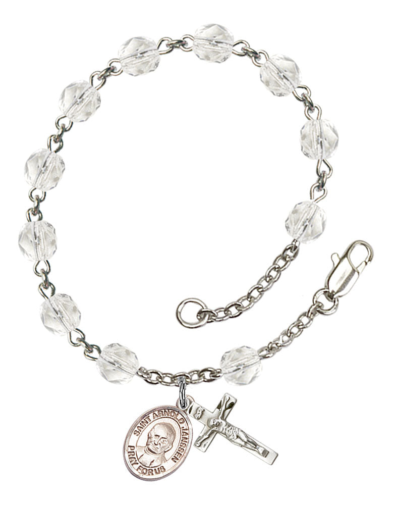 Saint Arnold Janssen Engravable Rosary Bracelet - Crystal Beads ...