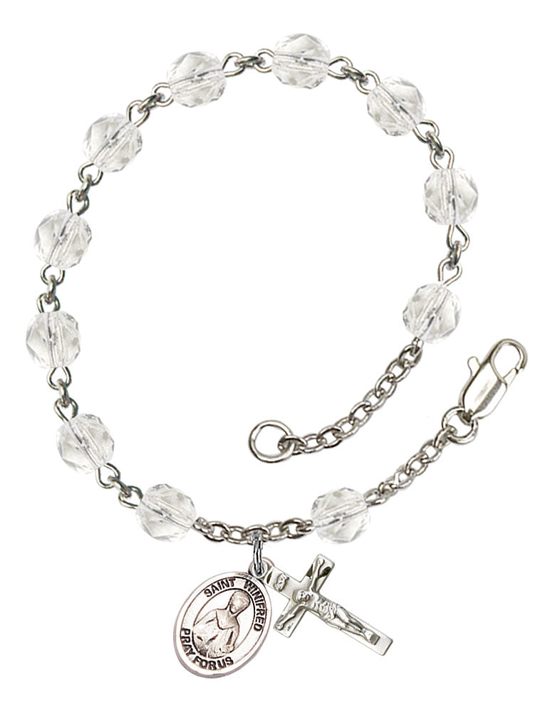 Saint Winifred of Wales Engravable Rosary Bracelet - Crystal Beads ...