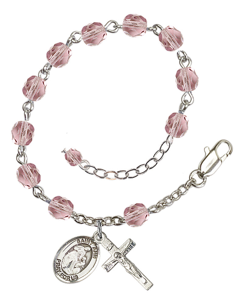 Saint Ann Rosary Bracelet in Light Amethyst – CatholicShop.com
