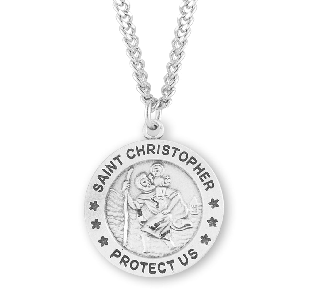 Saint Christopher Round Sterling Silver Medal – CatholicShop.com
