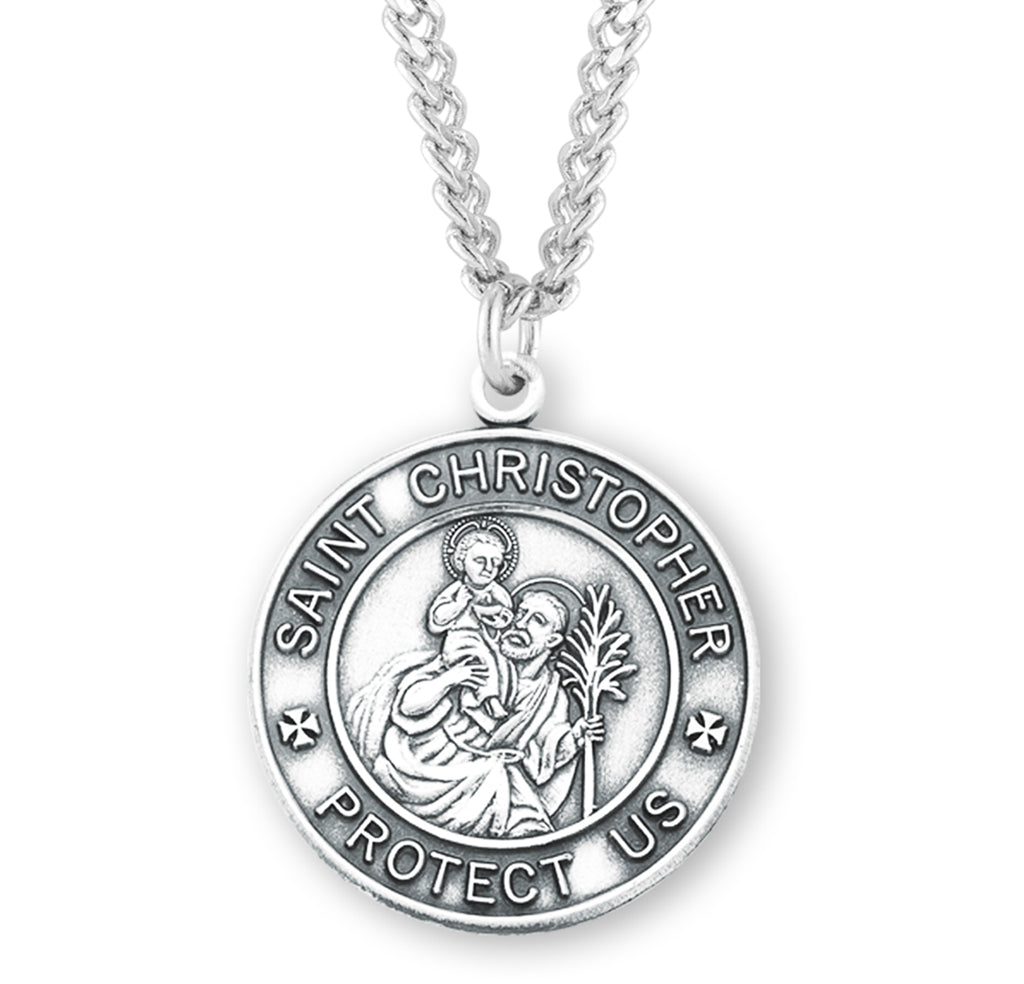 Sterling Silver Round Saint Christopher Medal – CatholicShop.com