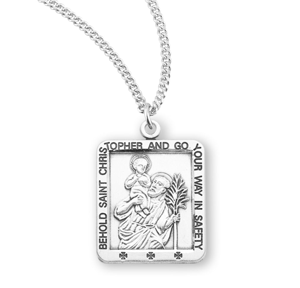 Sterling Silver Square Saint Christopher Medal – CatholicShop.com
