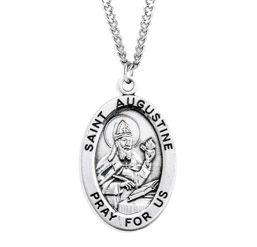 Patron Saint Augustine Oval Sterling Silver Medal – CatholicShop.com