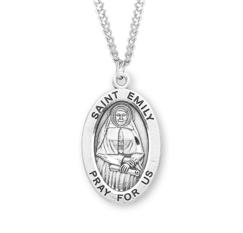Sterling Silver Oval Shaped Saint Emily Medal – CatholicShop.com