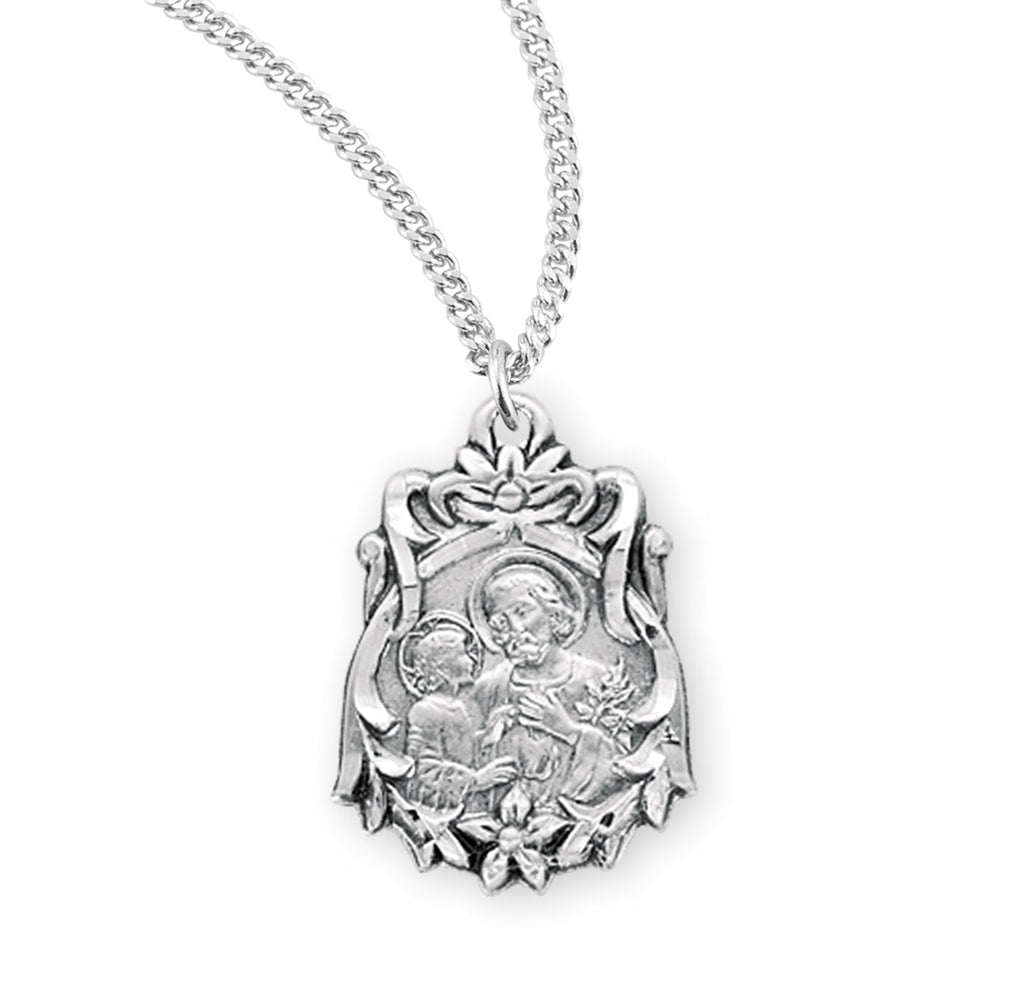 13/16 Sterling Silver Saint Joseph Medal with 18 Chain – CatholicShop.com