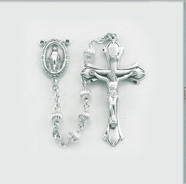 Straight Corrugated Sterling Silver Rosary - Engravable – CatholicShop.com