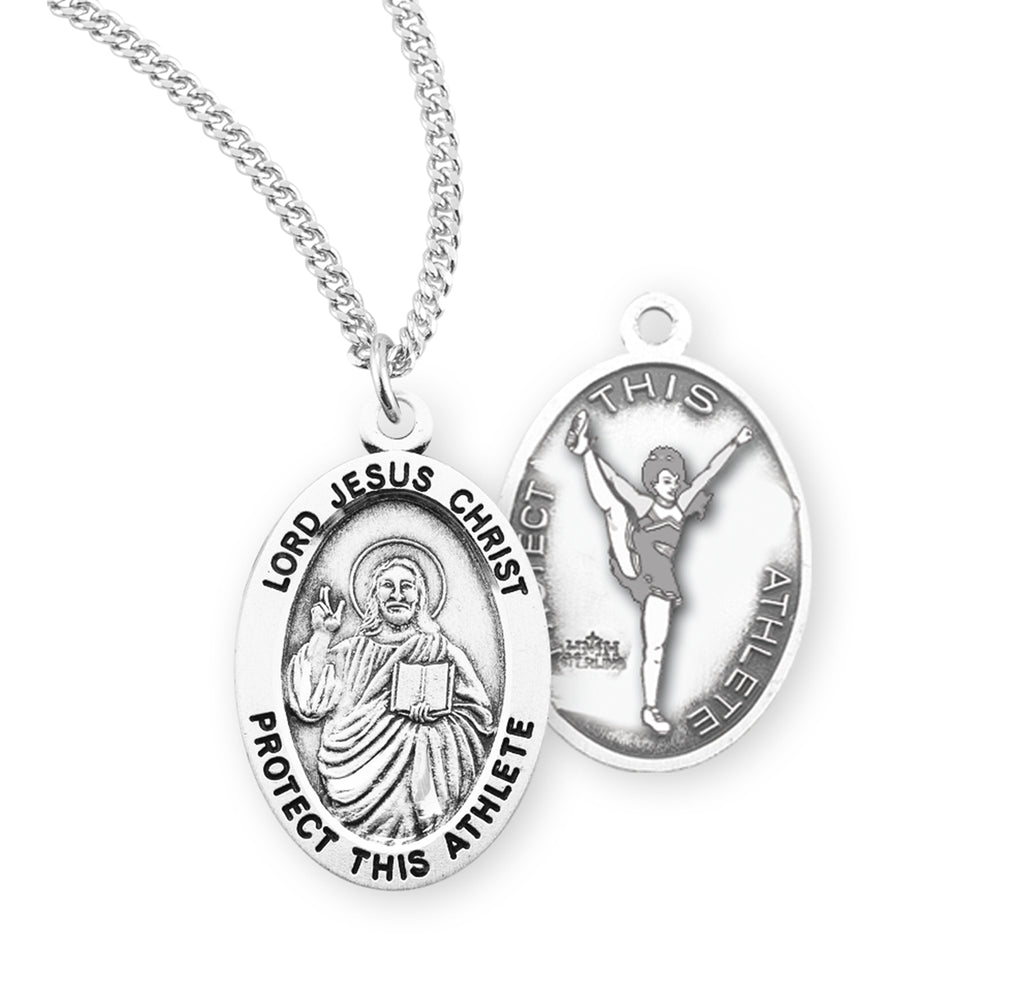 Lord Jesus Christ Oval Sterling Silver Female Cheer Athlete Medal ...