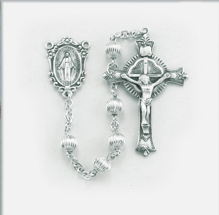 Straight Corrugated Sterling Rosary - Engravable – CatholicShop.com