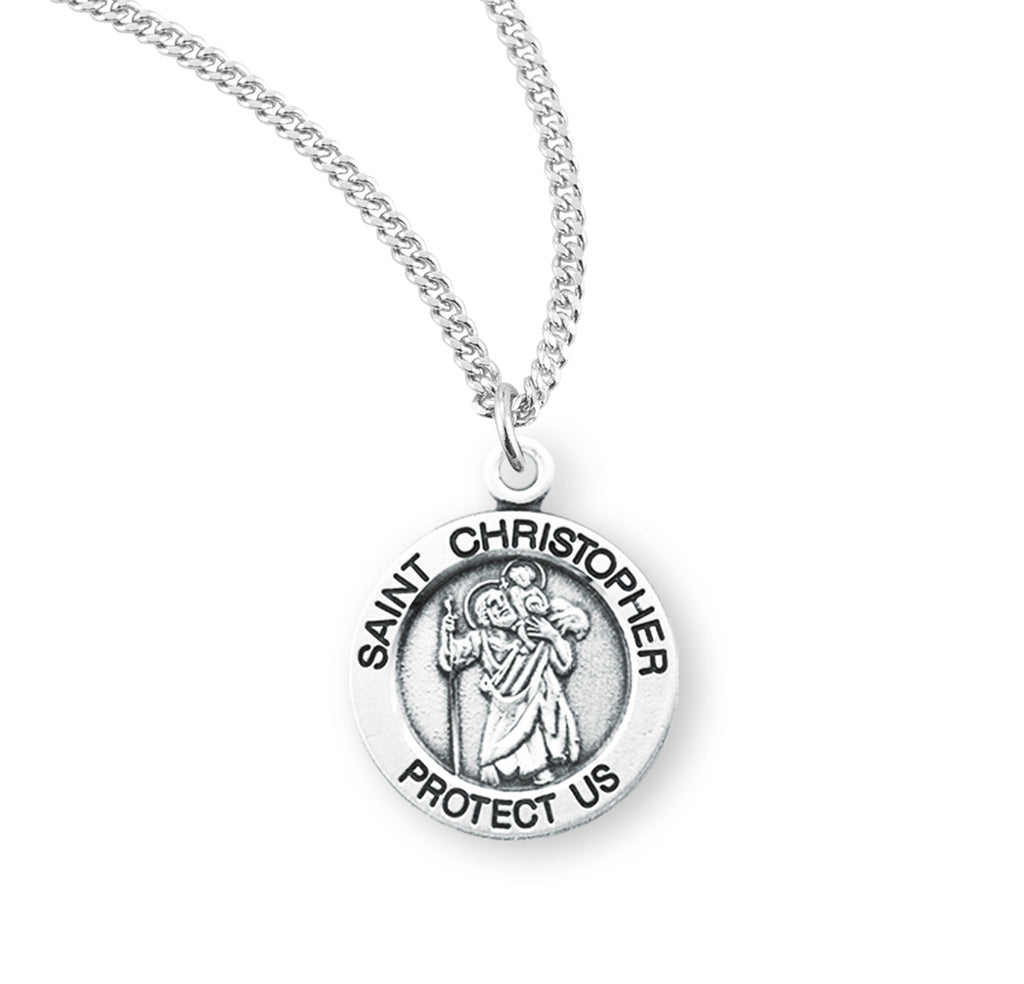 Sterling Silver Round Shaped Saint Christopher Medal – CatholicShop.com