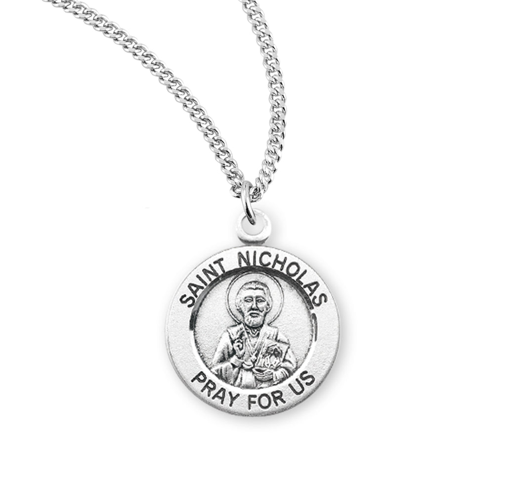 Sterling Silver Round Shaped Saint Nicholas Medal – CatholicShop.com