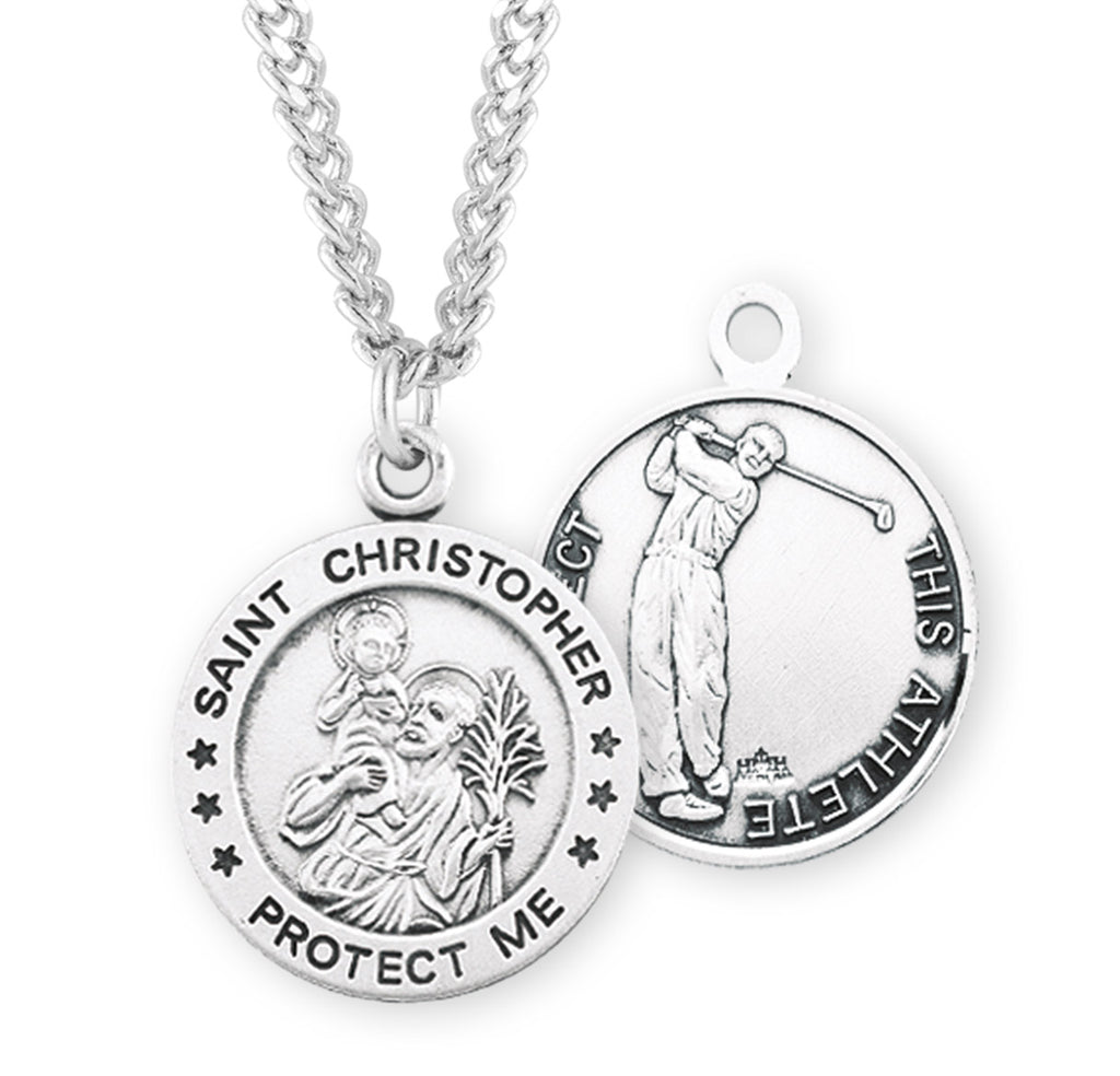 Sterling Silver Saint Christopher Golf Athlete Medal – CatholicShop.com