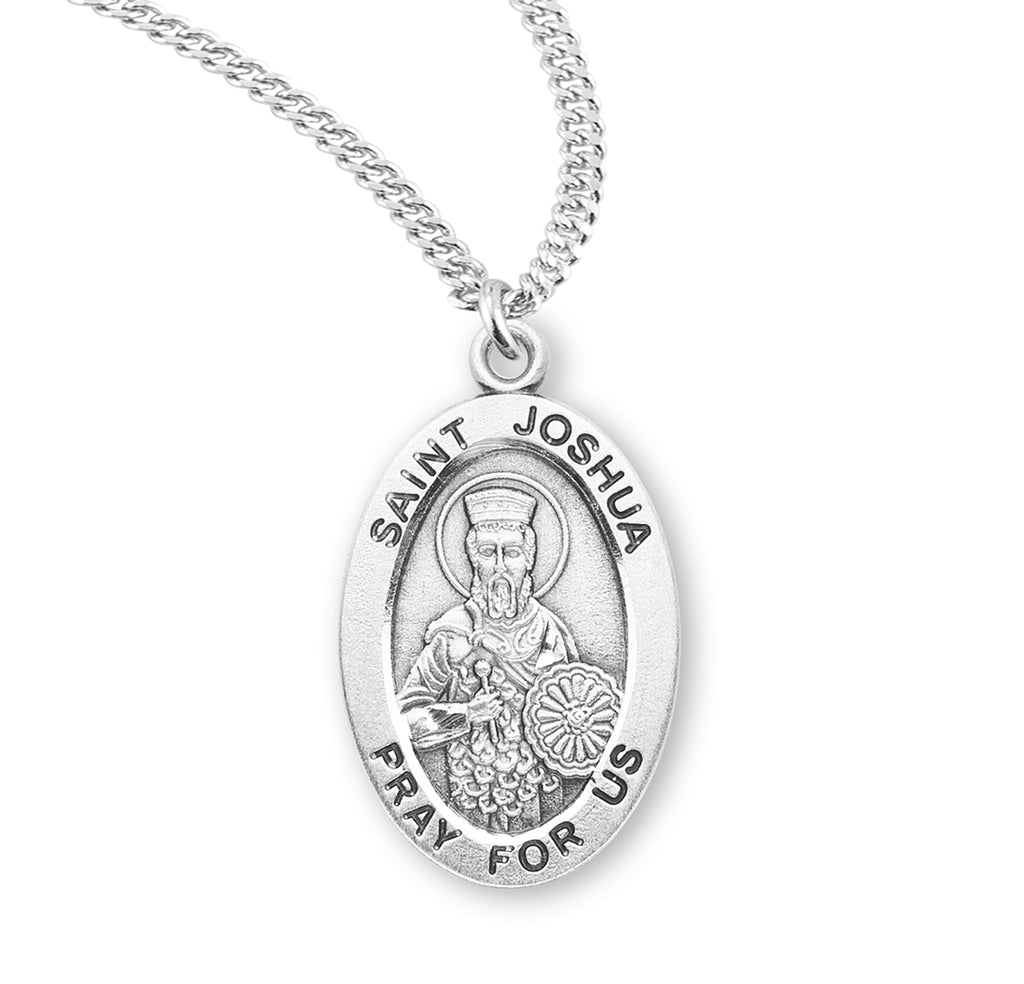Sterling Silver Oval Saint Joshua Medal – CatholicShop.com
