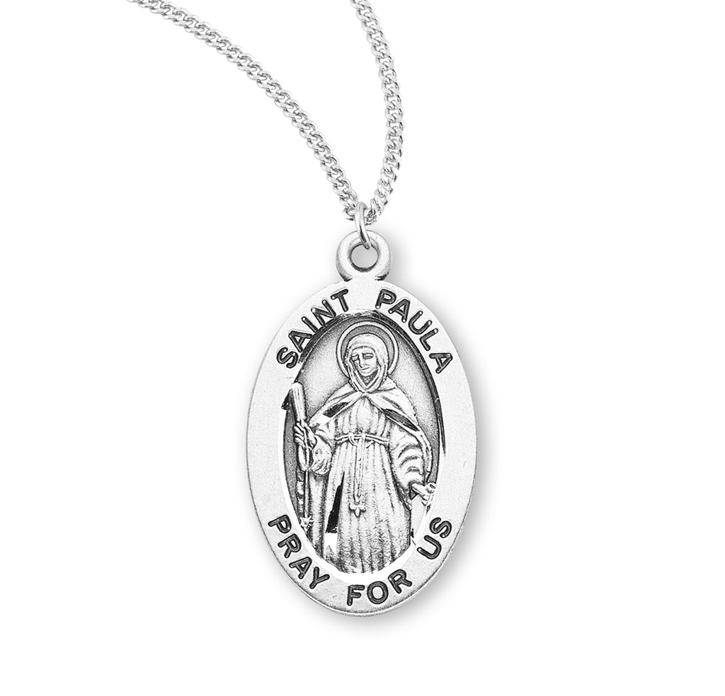 Sterling Silver Oval Shaped Saint Paula Medal – CatholicShop.com