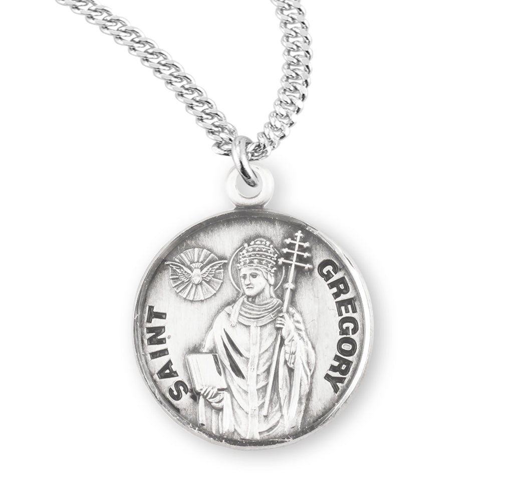 Sterling Silver Round Shaped Saint Gregory Medal – CatholicShop.com