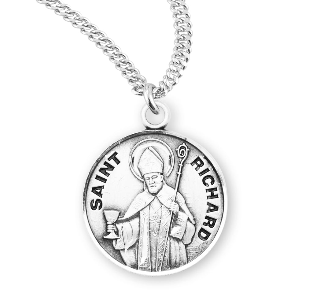 Sterling Silver Round Shaped Saint Richard Medal – CatholicShop.com
