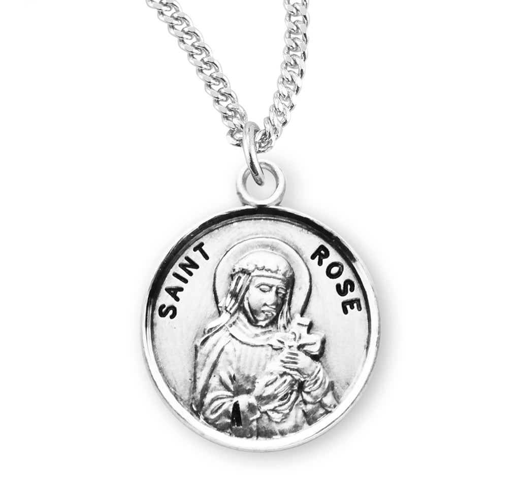 Sterling Silver Round Shaped Saint Rose Medal – CatholicShop.com