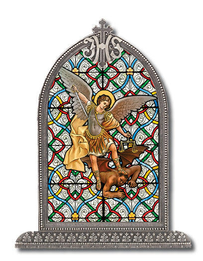 Saint Michael Silver Arch Framed Litergical Art – CatholicShop.com