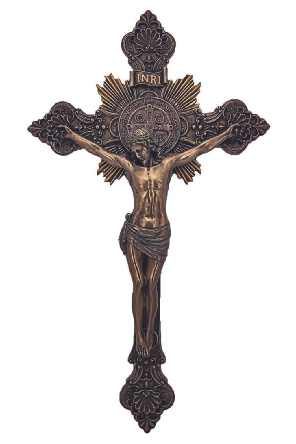 Saint Benedict Crucifix Cold Cast Bronze 14" – CatholicShop.com