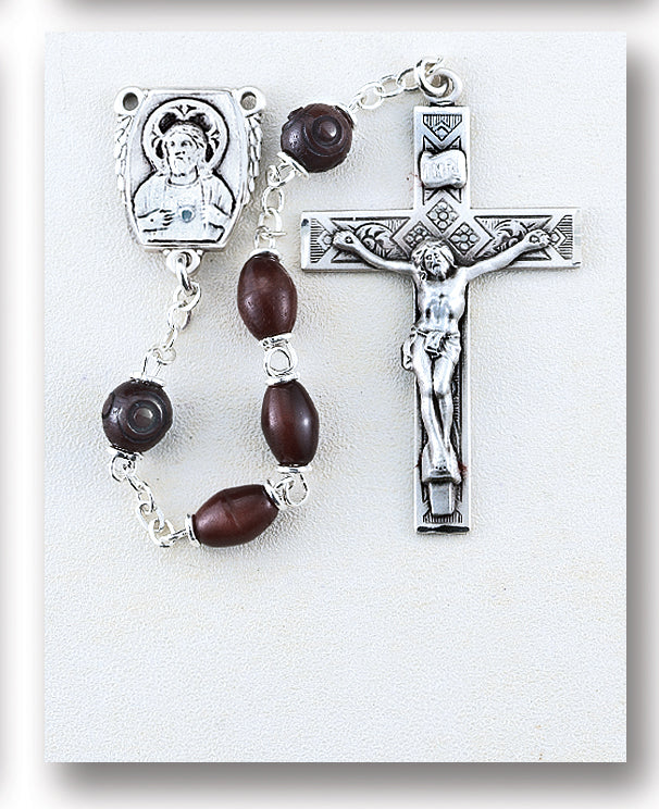 Maroon Oval Genuine Cocoa Rosary - Engravable – CatholicShop.com