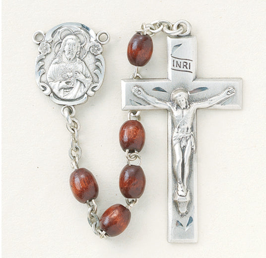 Maroon Oval Boxwood Rosary - Engravable – CatholicShop.com