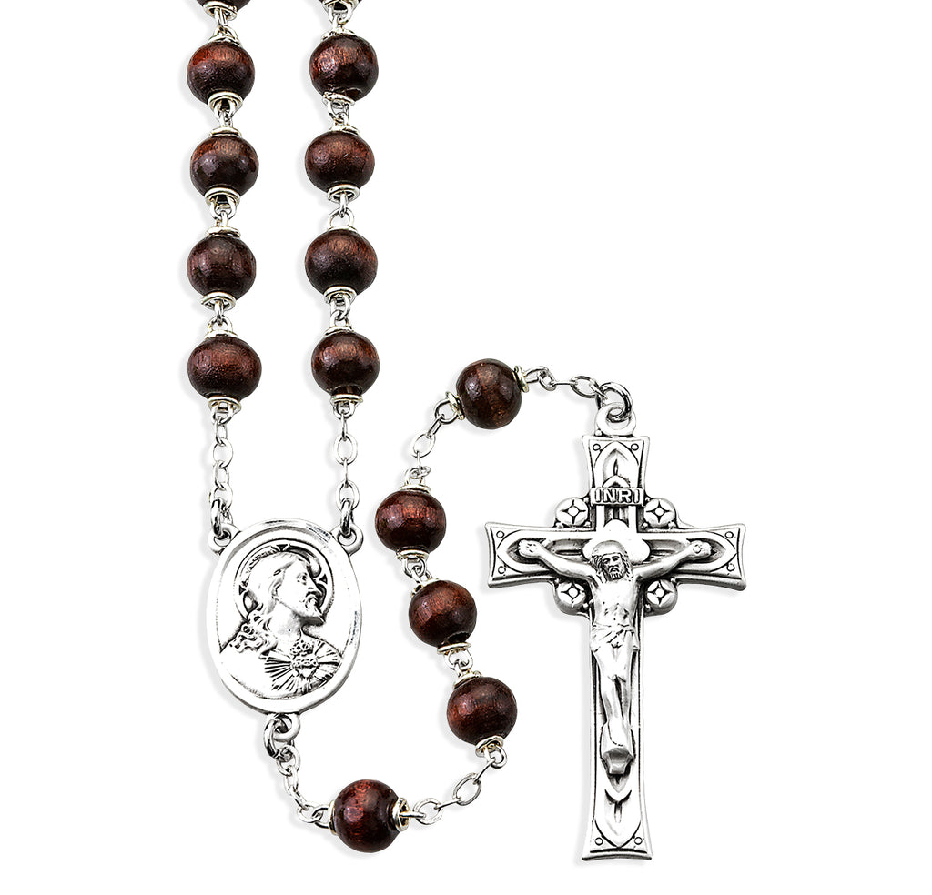 Maroon Round Boxwood Rosary Sterling Crucifix and Centerpiece ...