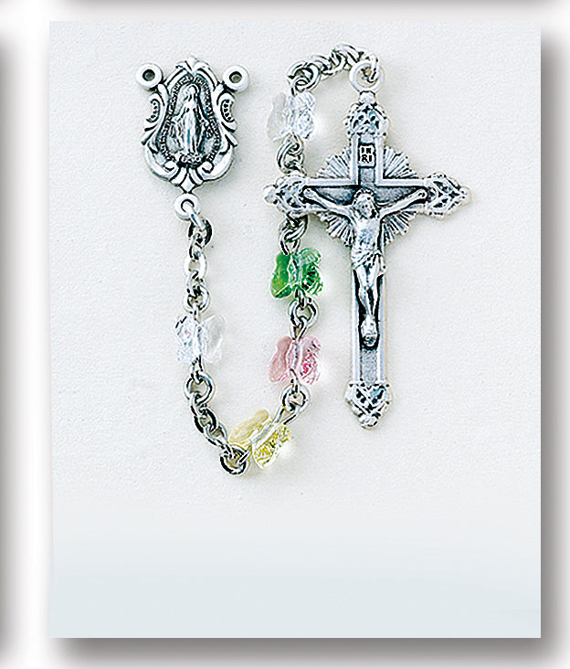 Multi Color Austrian Crystal Butterfly Rosary - Engravable ...