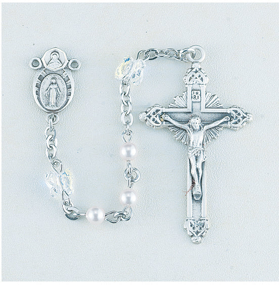Austrian Crystal Butterfly and Pearl Rosary - Engravable – CatholicShop.com