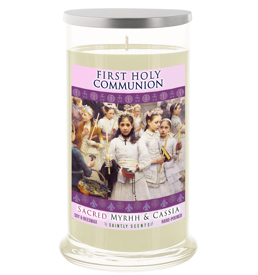 First Communion Prayer Candle with Jesus - Sacred Myrhh and Cassia ...