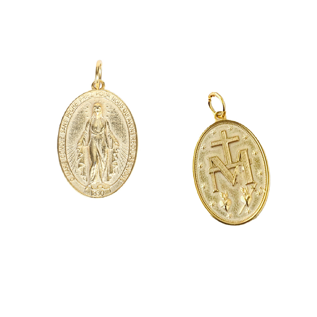 18K Gold-Plated Sterling Silver Miraculous Medal Necklace Gift Set ...