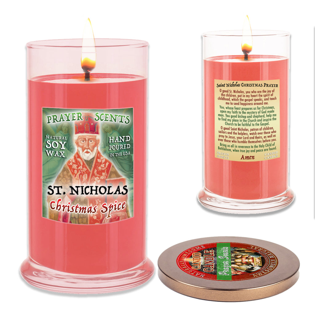 St. Nicholas Scented Prayer Candle - Christmas Spice aroma ...