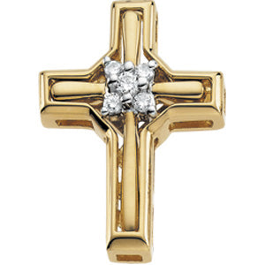 14K Yellow Gold 14Ky Rhod Pltd Diamond Unity Cross at Catholic Shop ...