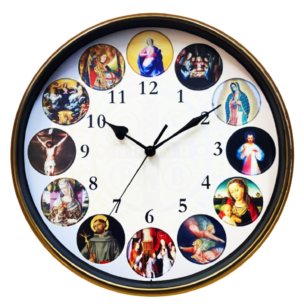Catholic Prayer wall clock with Our Lady and the Saints – CatholicShop.com