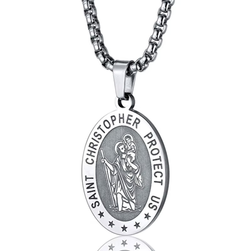 St. Christopher Necklace - Stainless Steel – CatholicShop.com
