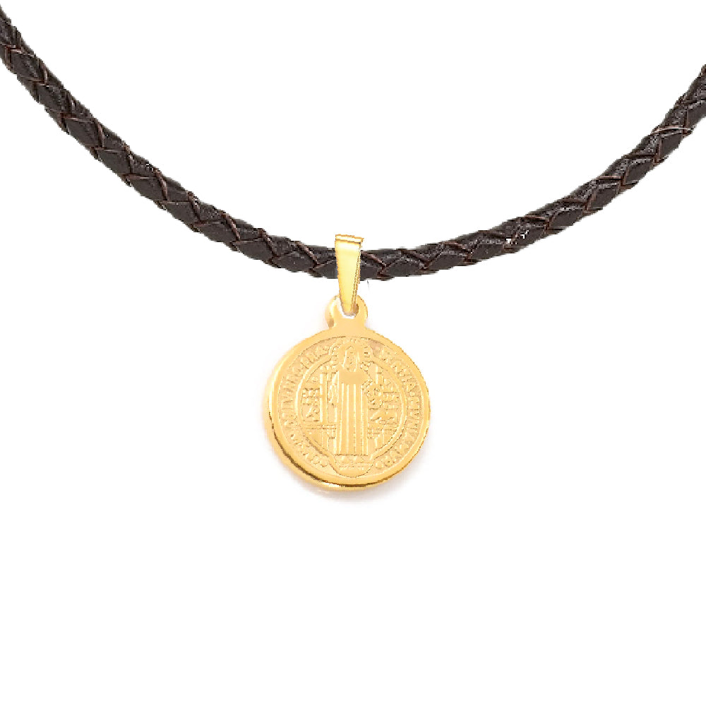 18K Gold-plated Stainless Steel 10 mm St. Benedict Medal - Bracelet ...