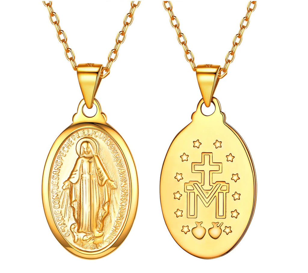 18K Gold-Plated Sterling Silver Miraculous Medal Gift Set ...